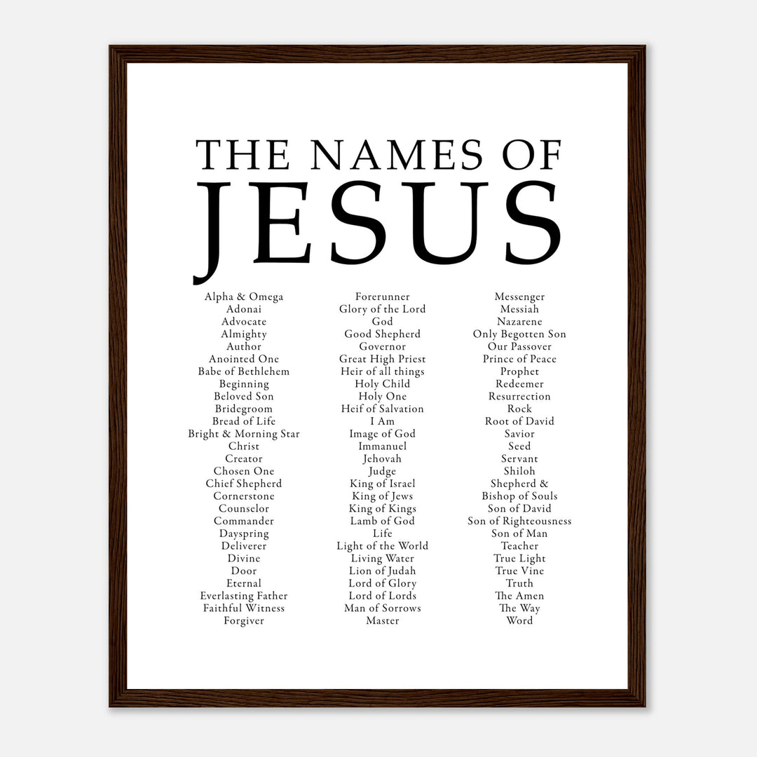 The names of jesus Poster mit Holzrahmen – HOLYSTORE