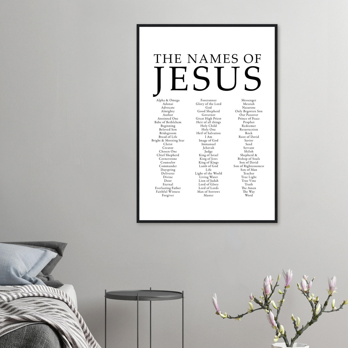 The names of jesus Poster mit Holzrahmen – HOLYSTORE